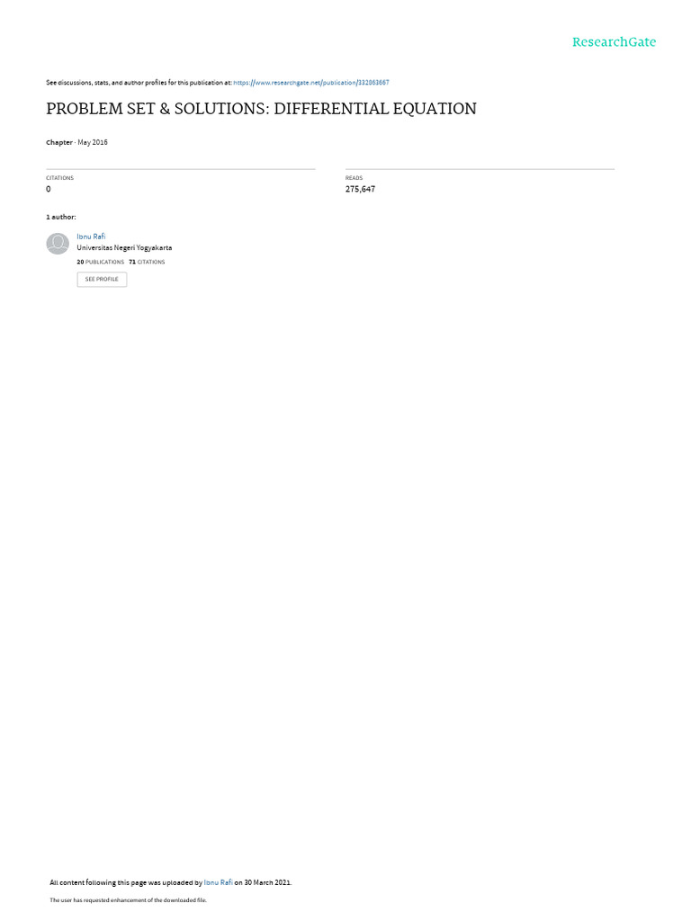 Problem Set of Differential Equation PDF | PDF | Differential Equations | Nonlinear System