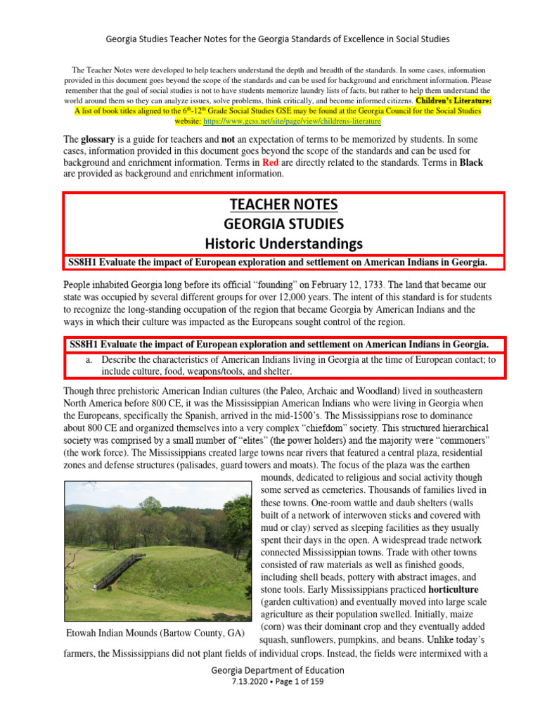 Social Studies 8th Grade Teacher Notes | PDF | Muscogee