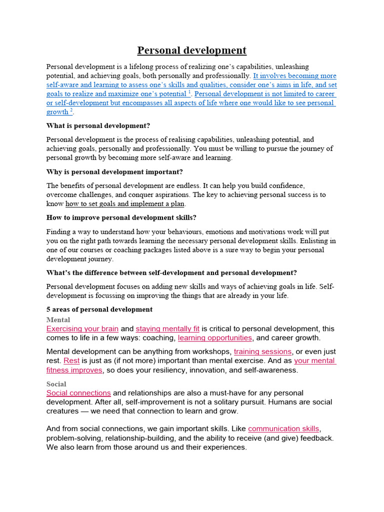 Personal development is a lifelong process of realizing one’ | PDF | Personal Development ...