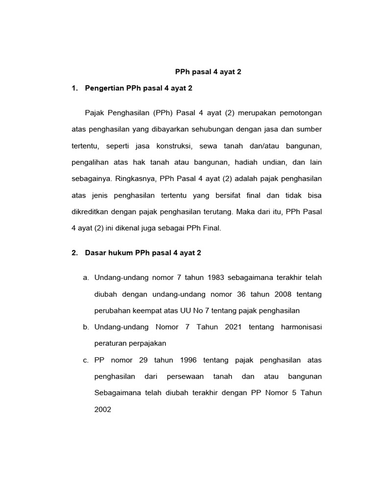 PPH Pasal 4 Ayat 2 | PDF