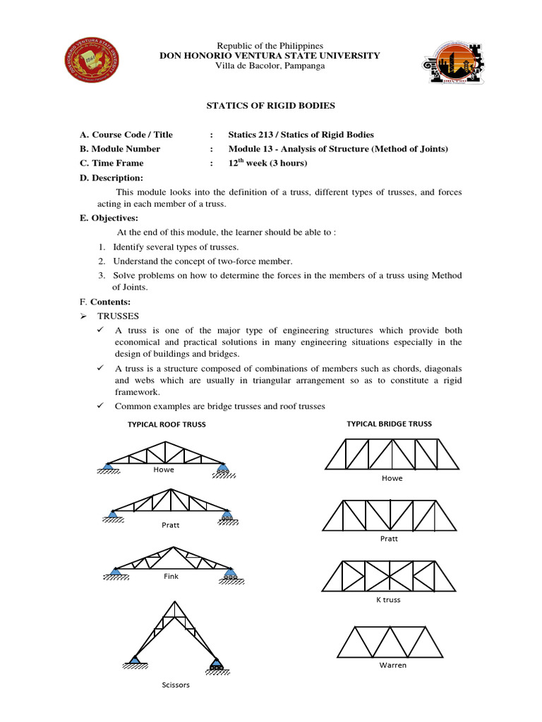 Statics Module 13 | PDF | Truss | Physical Sciences