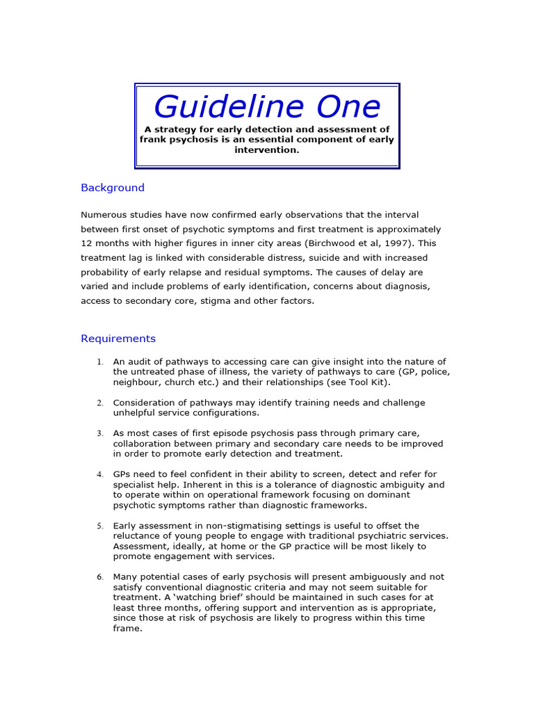 Iris Guideline 1 | PDF | Psychosis | Diseases And Disorders