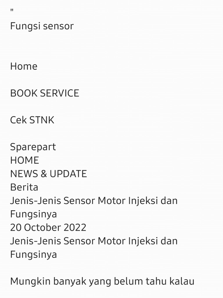 Jenis-Jenis Sensor Motor Injeksi Dan Fungsinya - 231110 - 094212 | PDF