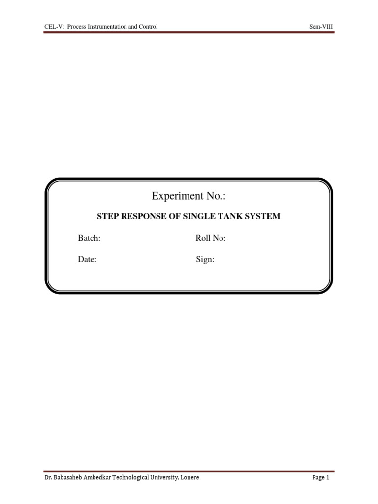 03 single tank system | PDF | Applied And Interdisciplinary Physics ...