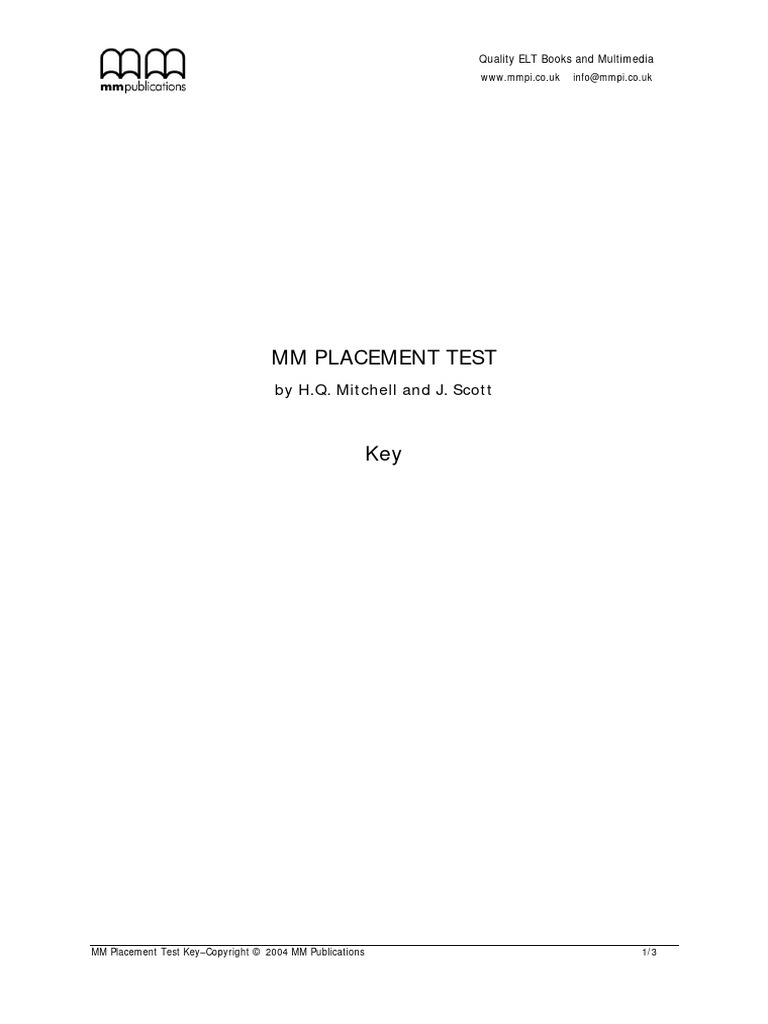 MM Placement Test KEY | PDF