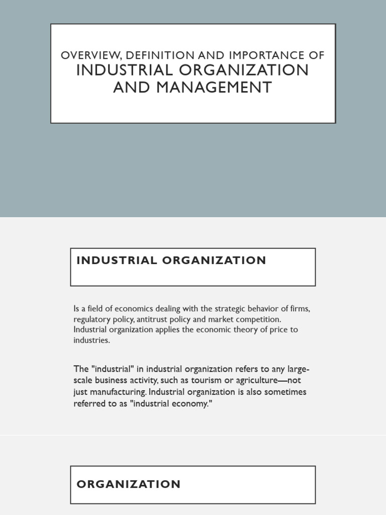 Overview Definition and Importance of Industrial Organization | PDF ...