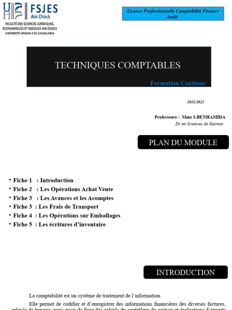 Cours LP Formation Continue Envoye 06 Avril 2022 Techniques Comptables | PDF | Dépréciation ...