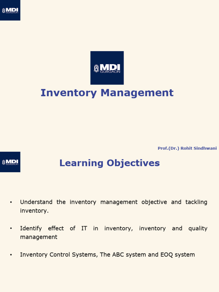 13.0 - Inventory Management | PDF | Inventory | Supply Chain Management