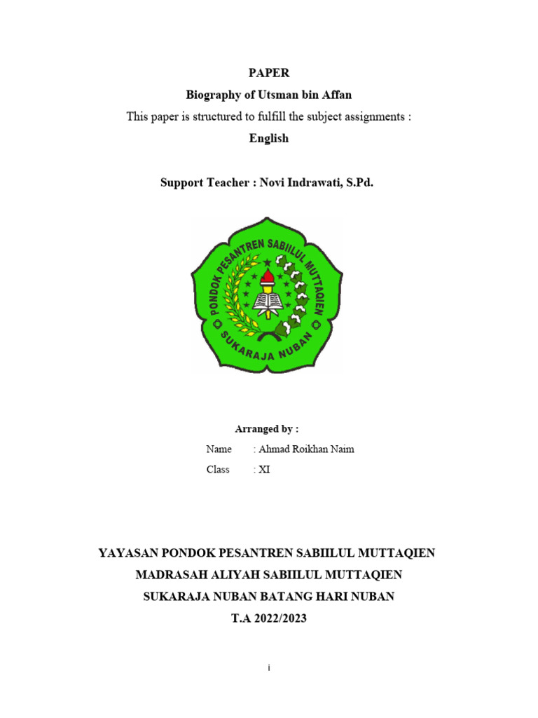 PAPER BAHASA INGGRIS | PDF | Umar | Caliphate