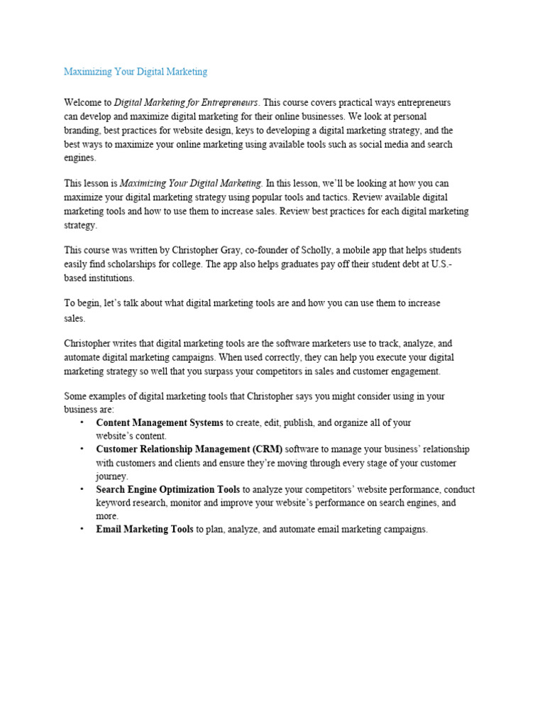 YALI Maximizing Your Digital Marketing Transcript | PDF | Digital ...