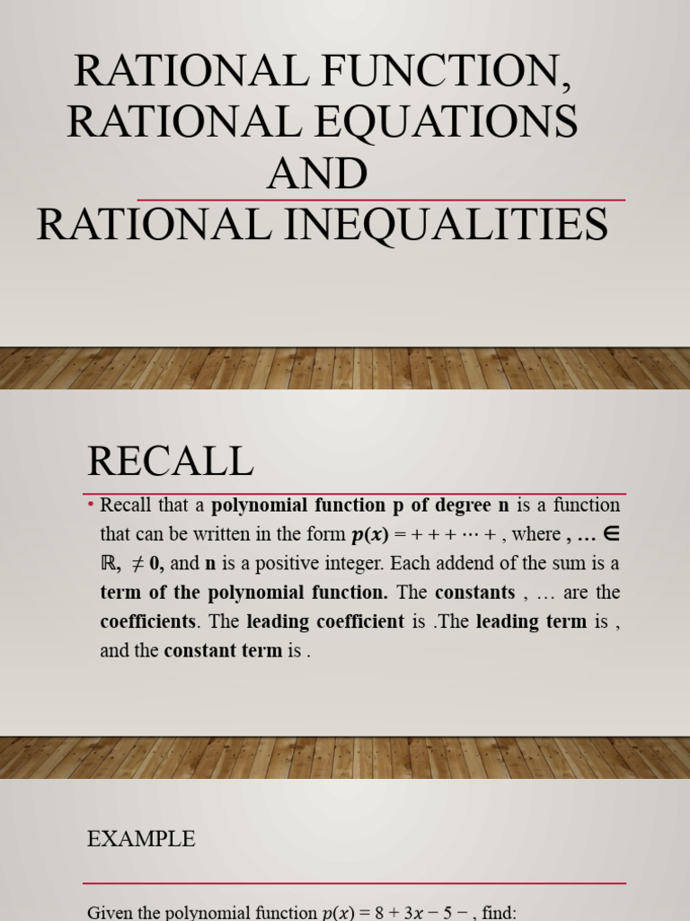 Rational Function Rational Equations and | PDF | Polynomial | Equations
