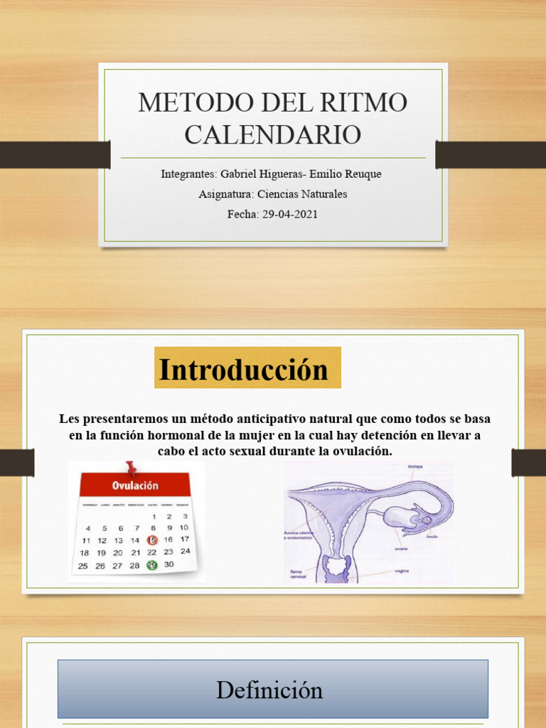 Metodo Del Ritmo Calendario Ppt | PDF | Control de la natalidad | Semen