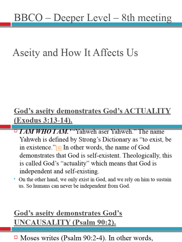 Aseity and Implication BBCO Meeting 8 | PDF | God | Grace In Christianity