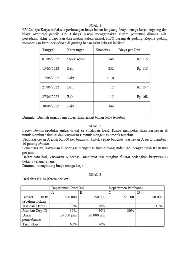 Latihan Soal BB, TK, Bop | PDF