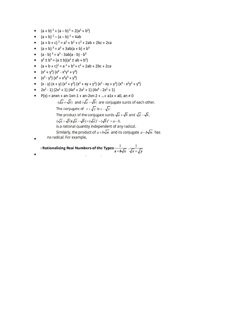 Algebraic Formulas CH 4 Class 9 | PDF