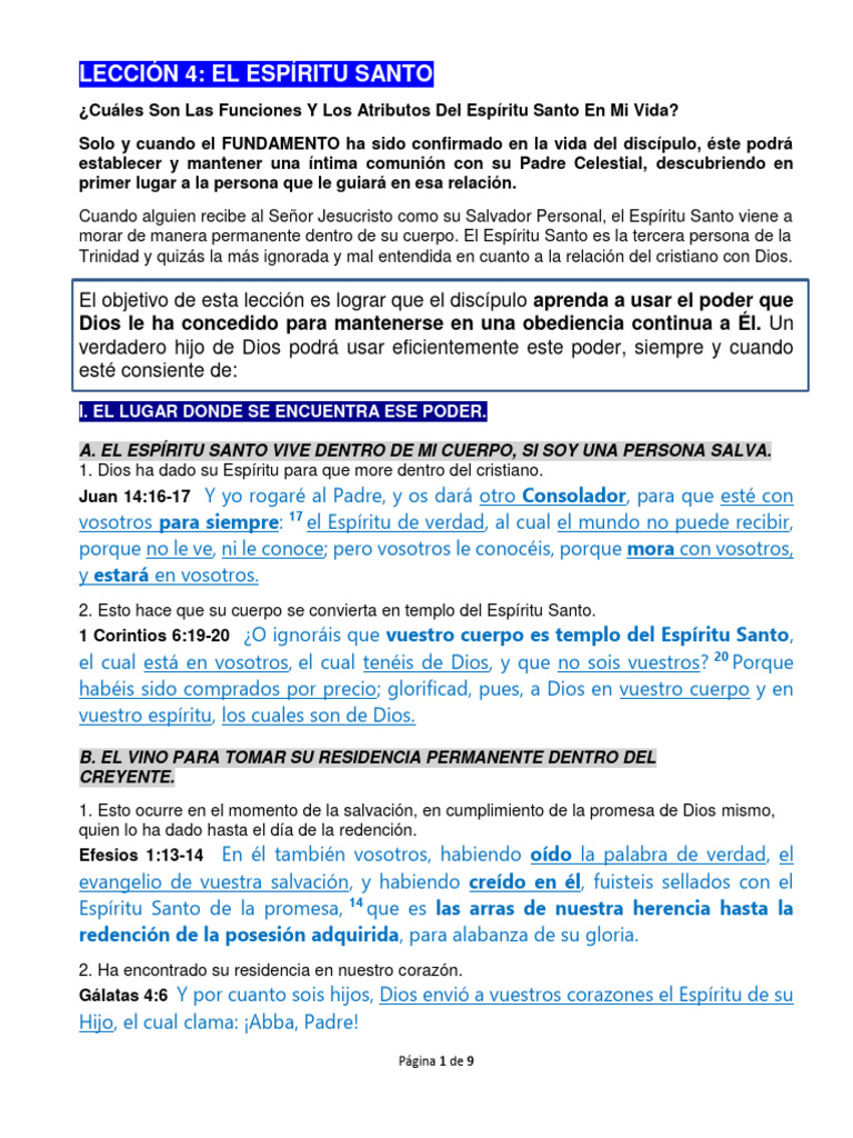 4-Leccion 4 Espiritu Santo | PDF | espíritu Santo | Salvación