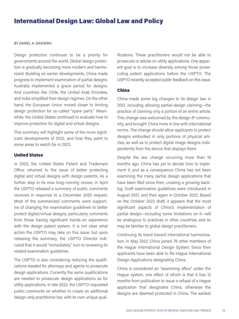 2022 Design Patents Year in Review International Design Law Global Law ...