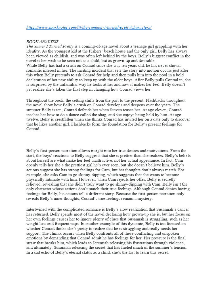 The Summer I Turned Pretty Summary | Download Free PDF | Narration | Thought