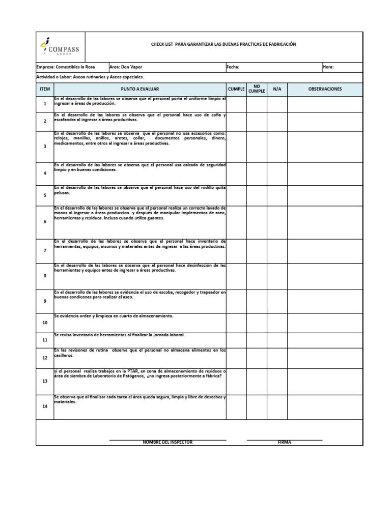 Check List para Garantizar Las BPF | PDF | Tecnología