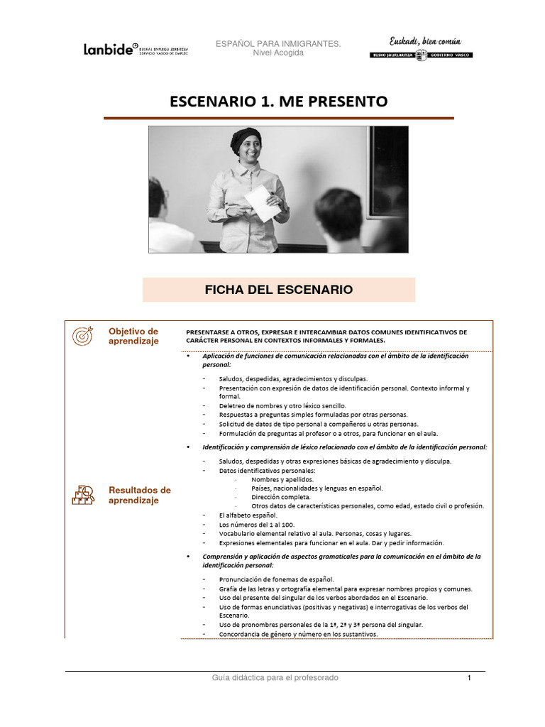 Bloque 1 - Escenarios 1, 2, 3, 4 | PDF | Lengua española | Género gramatical