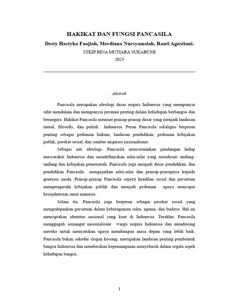 Hakikat Dan Fungsi Pancasila | PDF