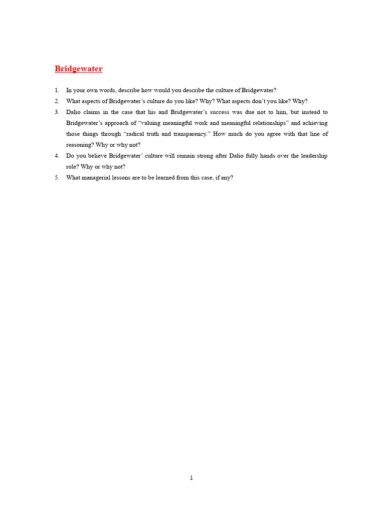 Bridgewater | PDF | Career & Growth