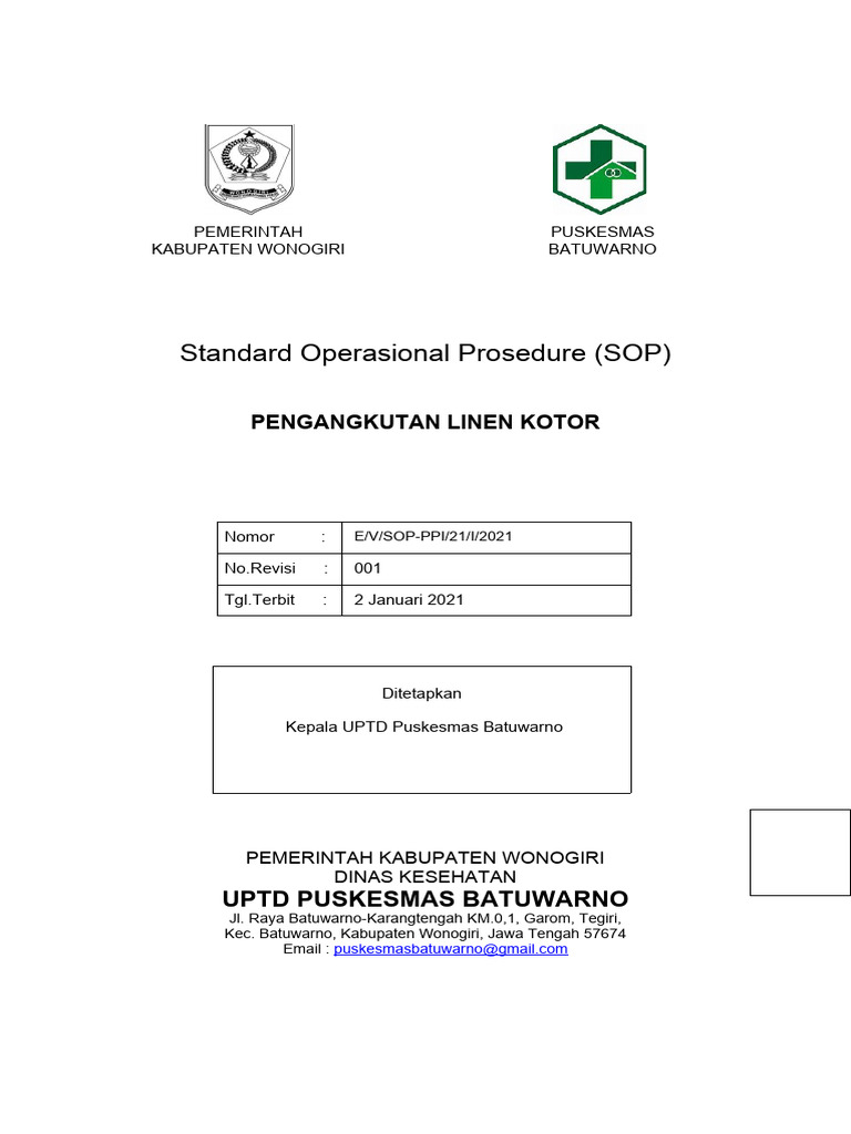 21 SOP Pengangkutan Linen Kotor | PDF