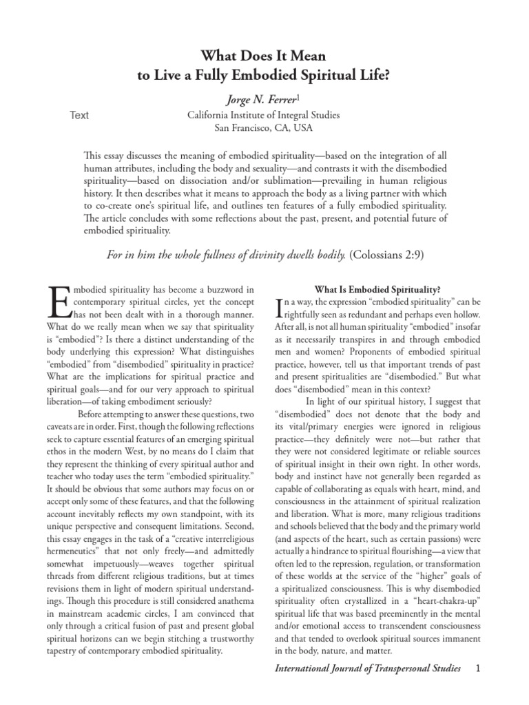 What Does It Mean To Live A Fully Embodied Spiritual Life? | Download ...