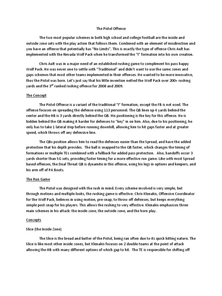 The Pistol Offense | PDF | Team Sports | Sports Rules And Regulations