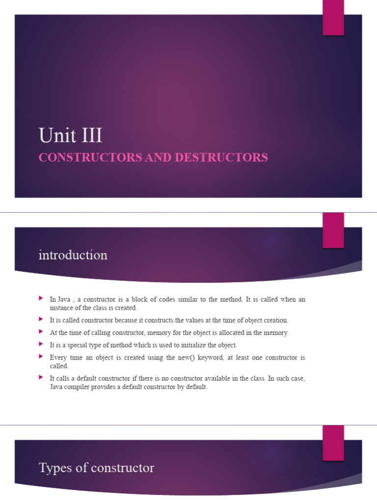 Unit III | PDF | Programming | Constructor (Object Oriented Programming) Unit III | PDF | Programming | Constructor (Object Oriented Programming)