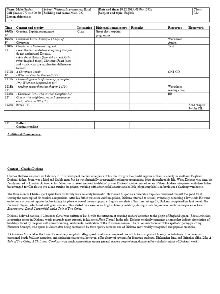 Preparation Sheet MS1 | PDF | Ebenezer Scrooge | A Christmas Carol