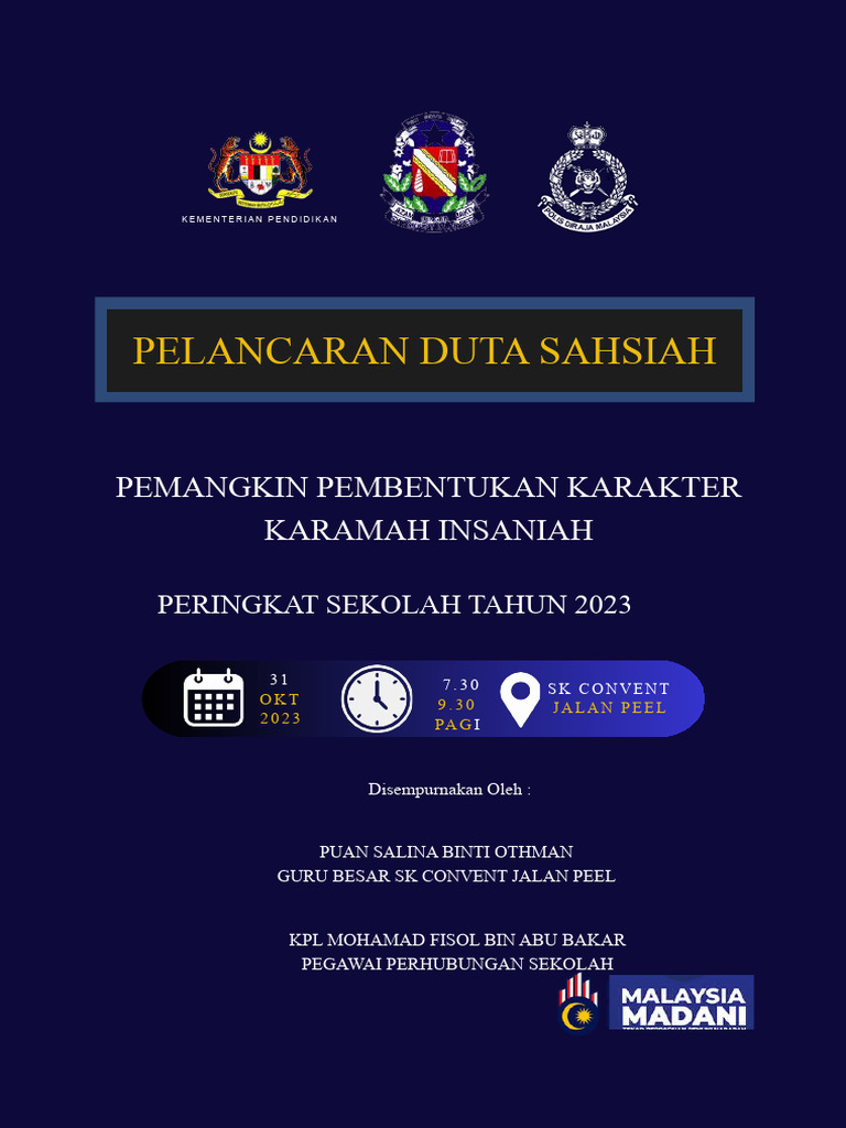 Buku Program Pelancaran Duta Sahsiah | PDF