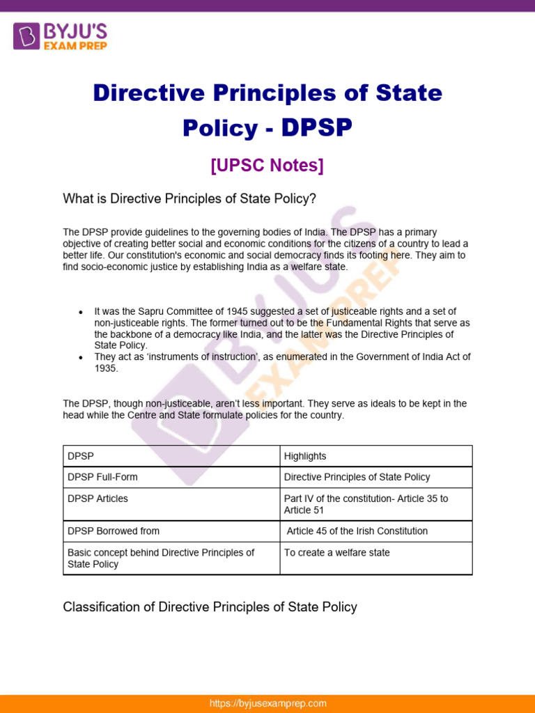 Directive Principles of State Policy Upsc Notes 12 | PDF | Justice ...