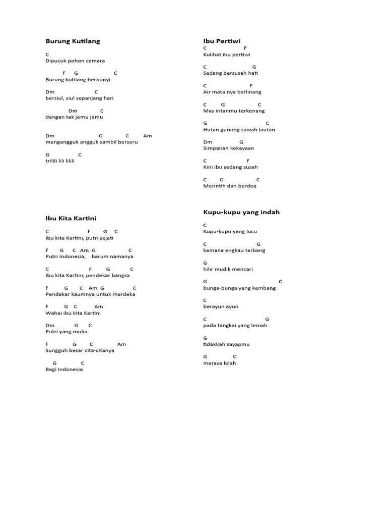 Kunci Lagu Anak Anak | PDF