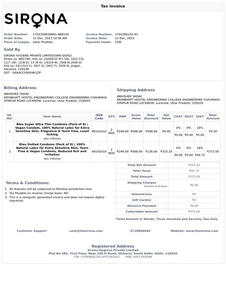 Sirona Invoice 1702366155-93 | PDF | Payments | Taxes