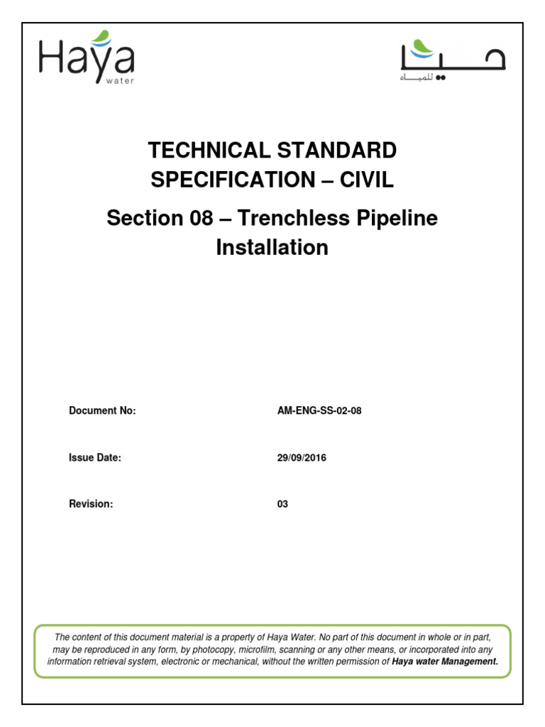 TSS Civil Section 08 Trenchless Pipeline Installation R3 | PDF | Pipe ...