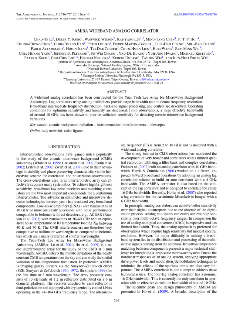 Li 2010 ApJ 716 746 | PDF | Amplifier | Cosmic Microwave Background