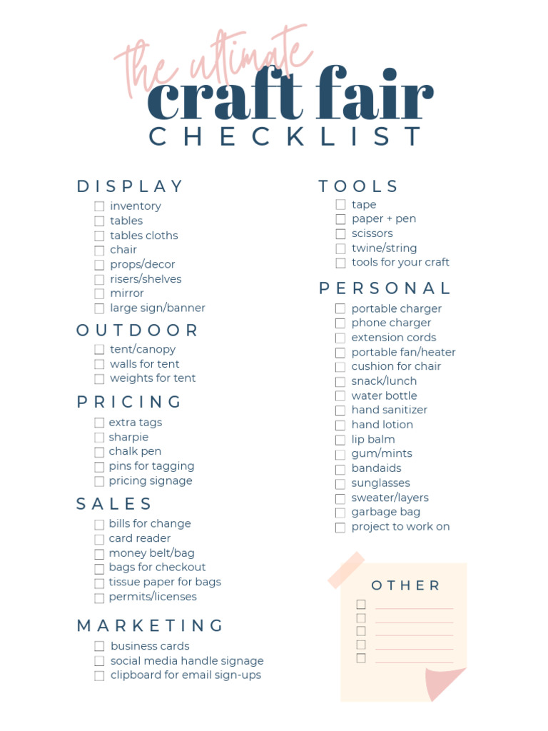 Ultimate Craft Fair Checklist | PDF