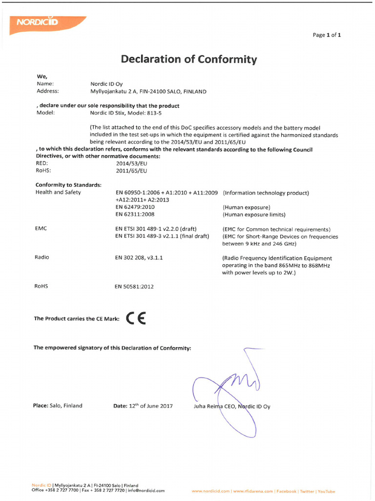 DECLARATION-OF-CONFORMITY RED Stix | PDF