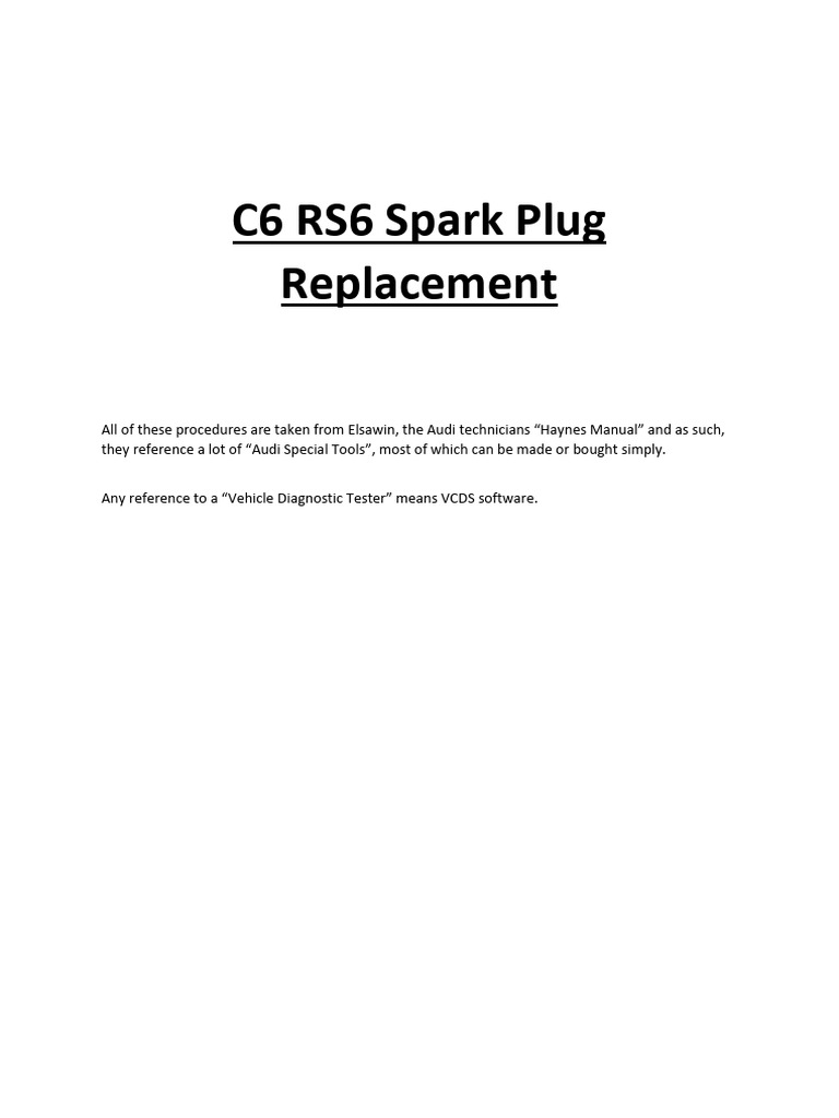 C6_RS6_Replace_Spark_Plugs | PDF | Electrical Connector | Ignition System