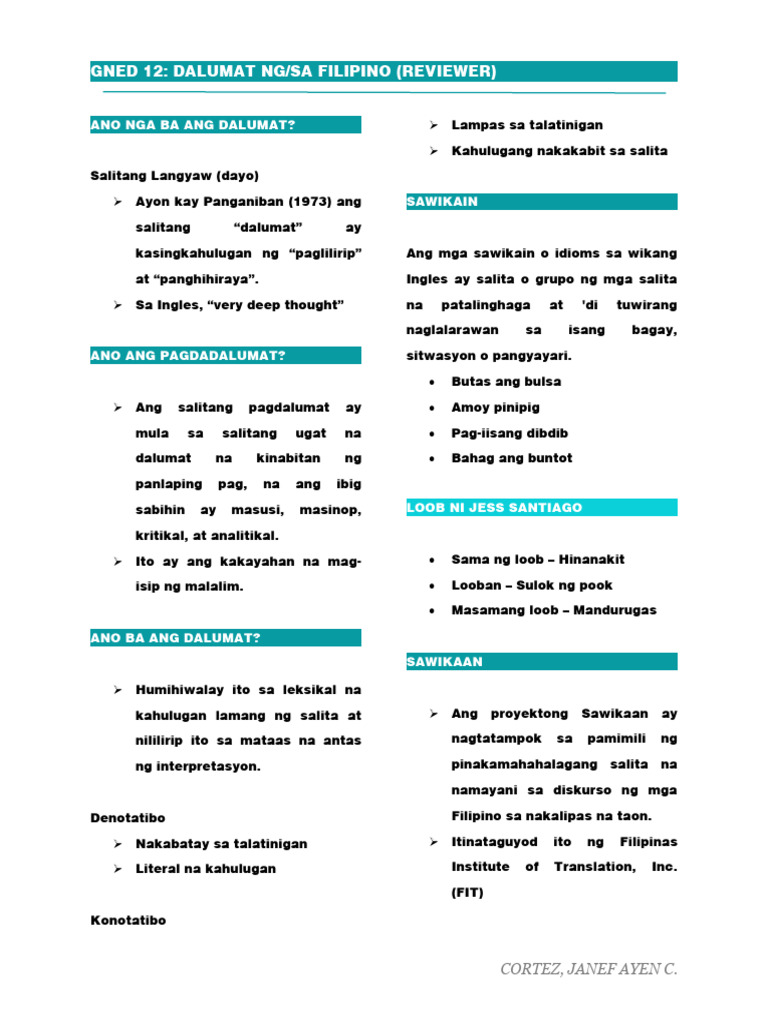 Dalumat Reviewer | PDF