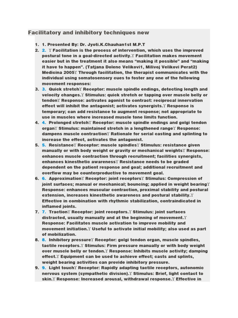 Facilitation and Inhibition Techniques | PDF | Skeletal Muscle ...