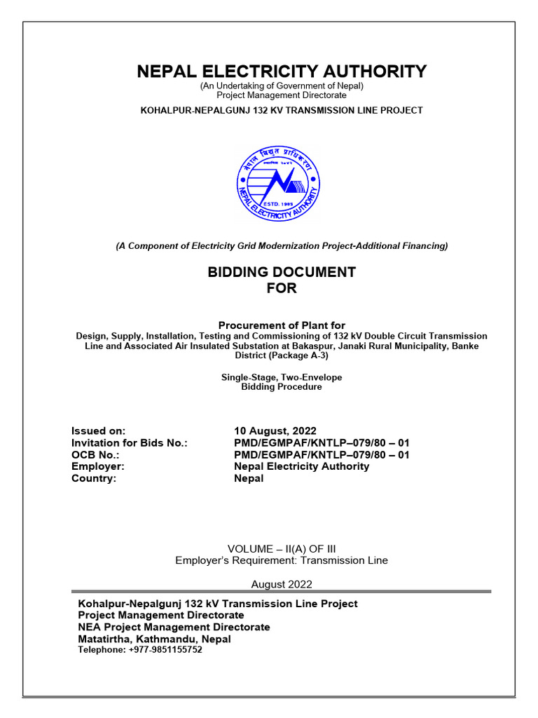 132 kV Transmission Line Bid | PDF | Specification (Technical Standard ...
