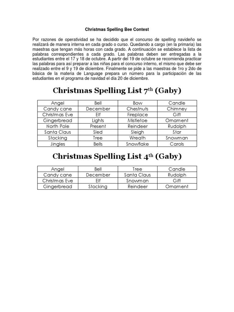 Christmas Spelling List | PDF | Poesía
