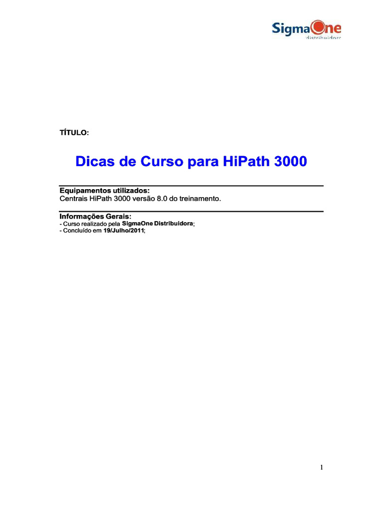 Dicas para Curso HiPath 3000 | PDF | Informática | Programas