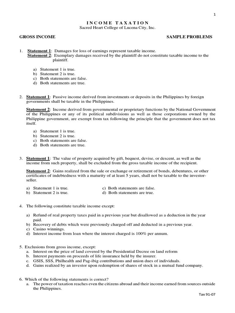 MCIT Computation Examples in Taxation | PDF | Life Insurance | Lease