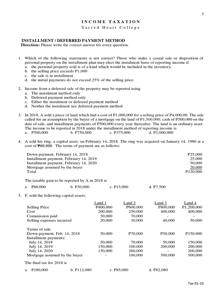 Finals - IV. Installment Method Problems | PDF | Taxes | Mortgage Loan