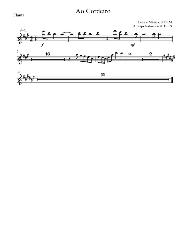 Ao Cordeiro - Flauta | PDF