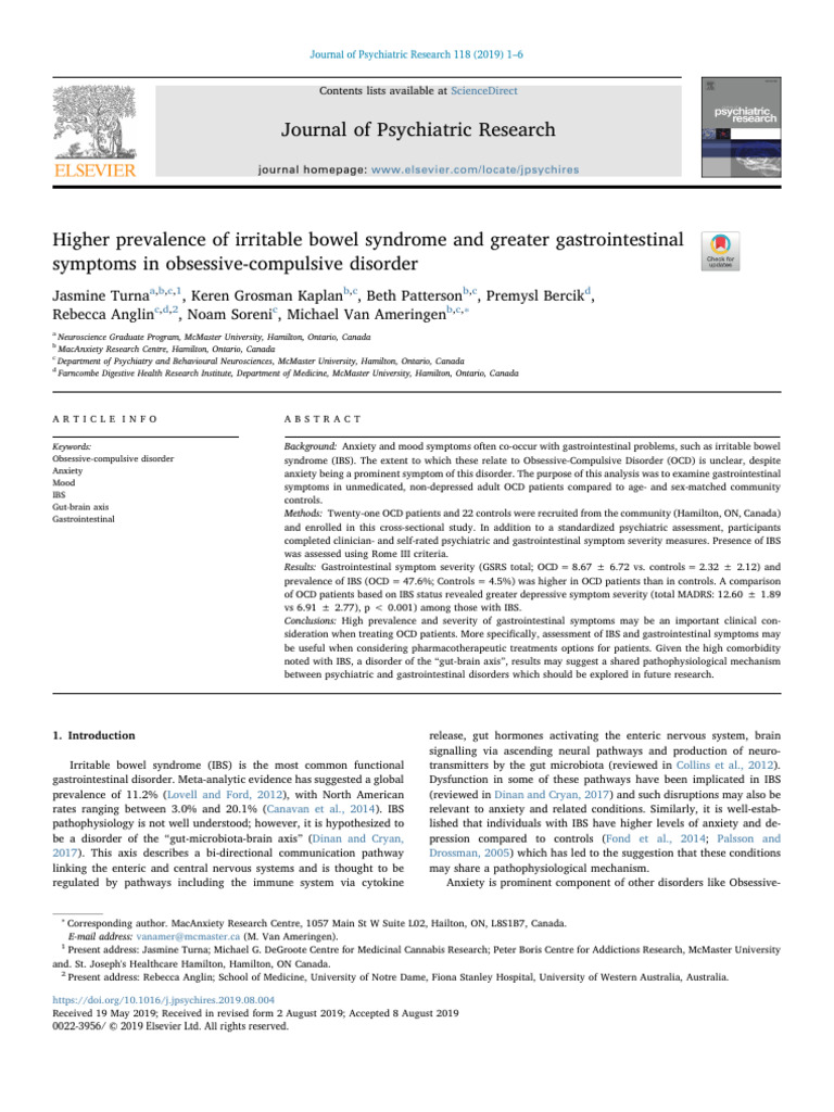 IBS Prevalence in OCD Patients | PDF | Obsessive–Compulsive Disorder ...