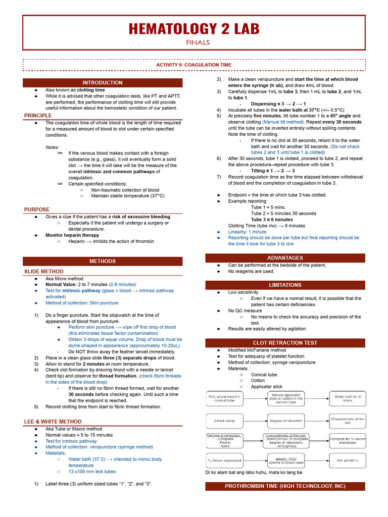 Blood Activity | PDF | Coagulation | Blood